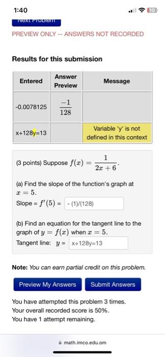 Solved PREVIEW ONLY - ANSWERS NOT RECORDED Results for this | Chegg.com