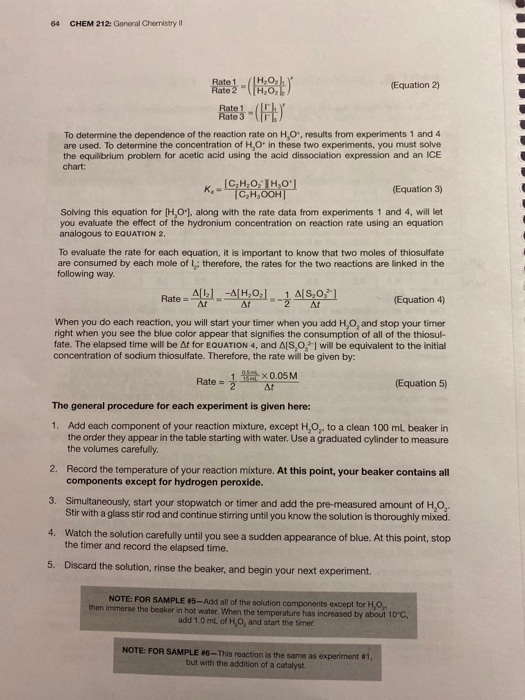 Solved LAB : Chemical Kinetics 65 III. Report Include the | Chegg.com