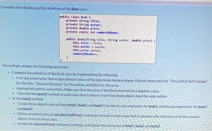 Solved Consider the following partial definition of the Book | Chegg.com