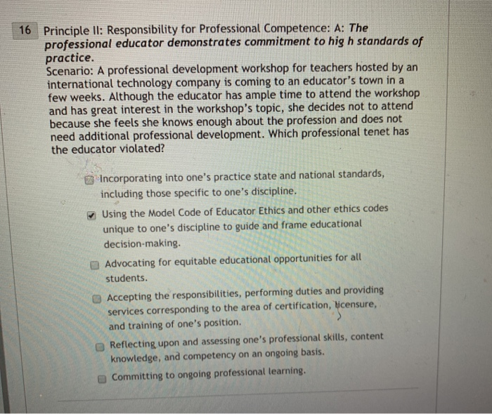 Principle 1: Responsibility to the Profession: A: The | Chegg.com