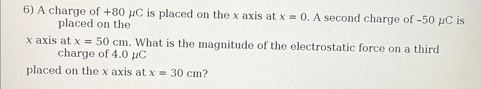 Solved A charge of +80μC ﻿is placed on the x ﻿axis at x=0. | Chegg.com