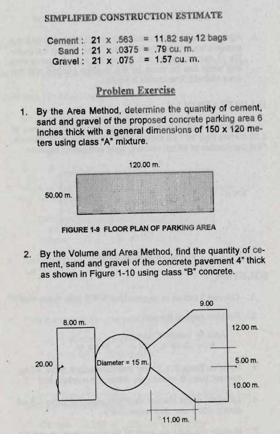 Solved SIMPLIFIED CONSTRUCTION ESTIMATE Cement: 21 x .563 = | Chegg.com