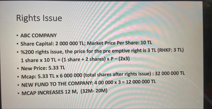 Solved Rights Issue - ABC COMPANY - Share Capital: 2000000 | Chegg.com