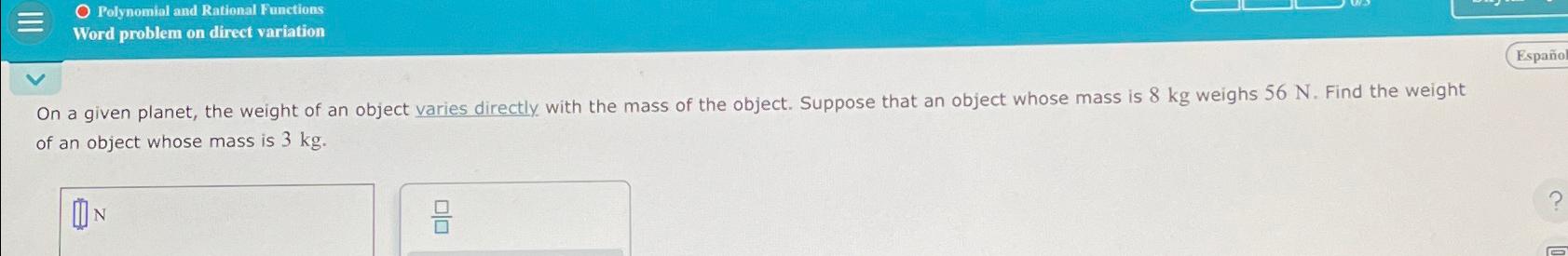 Solved On a given planet, the weight of an object varies | Chegg.com