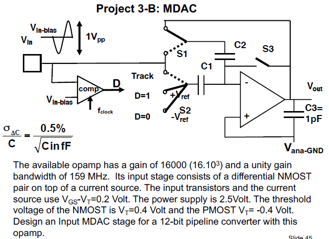 Solved Project 3-B: MDACThe available opamp has a gain of | Chegg.com