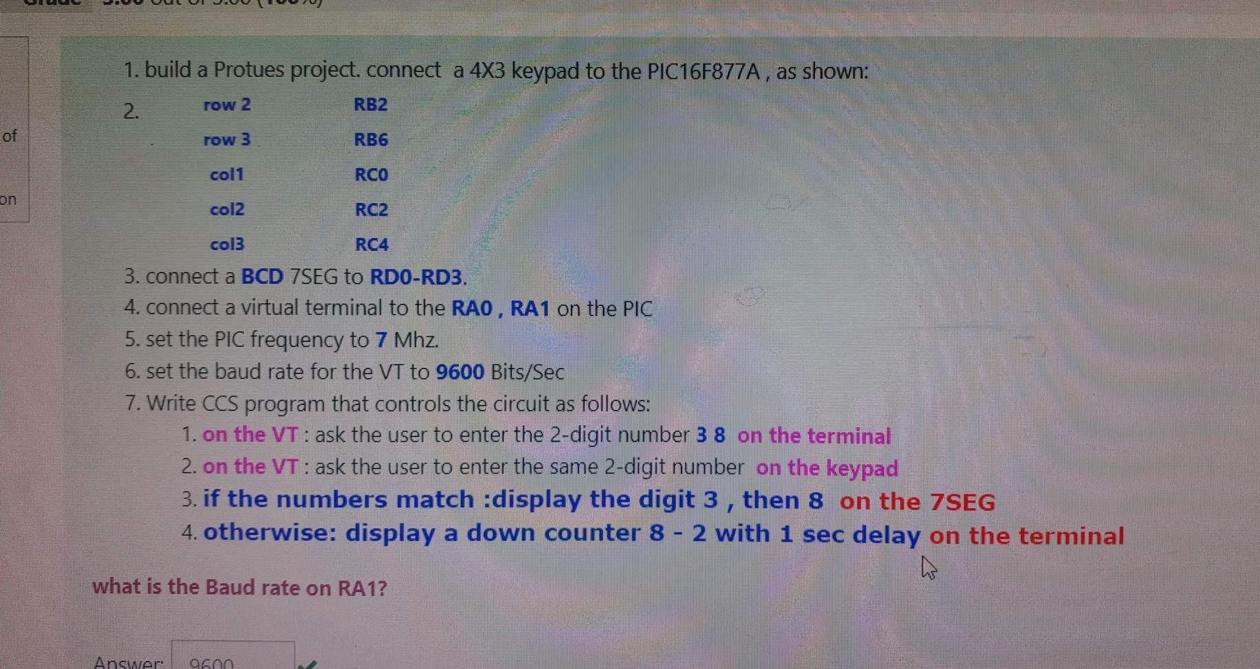 1. build a Protues project. connect a 4×3 keypad to | Chegg.com