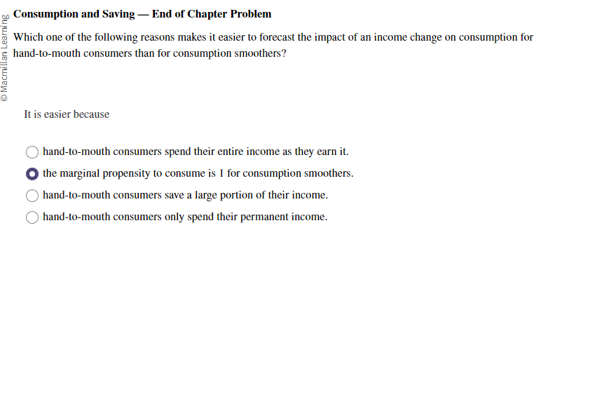 Solved Consumption and Saving - ﻿End of Chapter ProblemWhich | Chegg.com