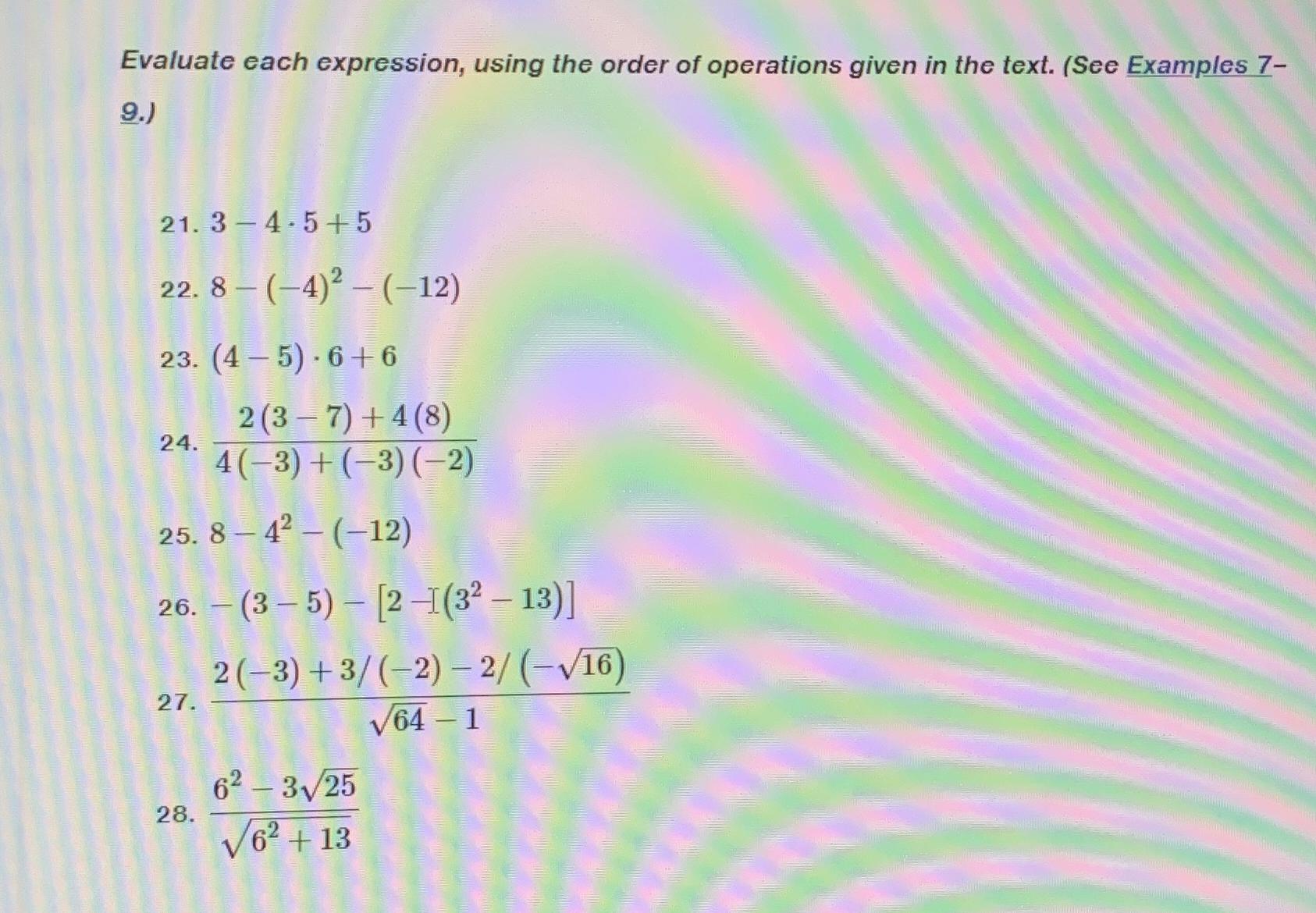 Solved Evaluate each expression, using the order of | Chegg.com