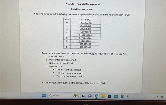 Solved FNCE 623 - Financial Management Individual assignment | Chegg.com