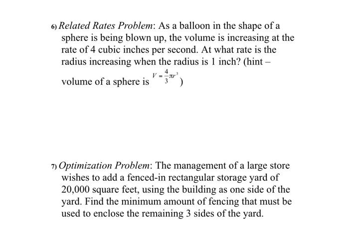 Solved 6) Related Rates Problem: As a balloon in the shape | Chegg.com