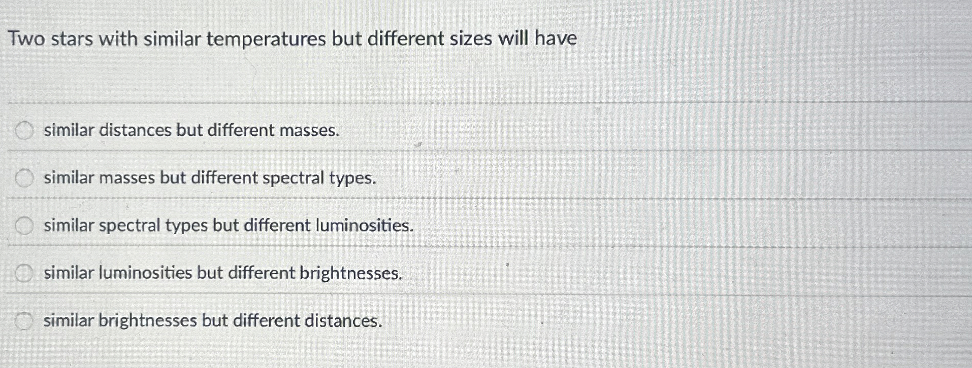 Solved Two stars with similar temperatures but different | Chegg.com