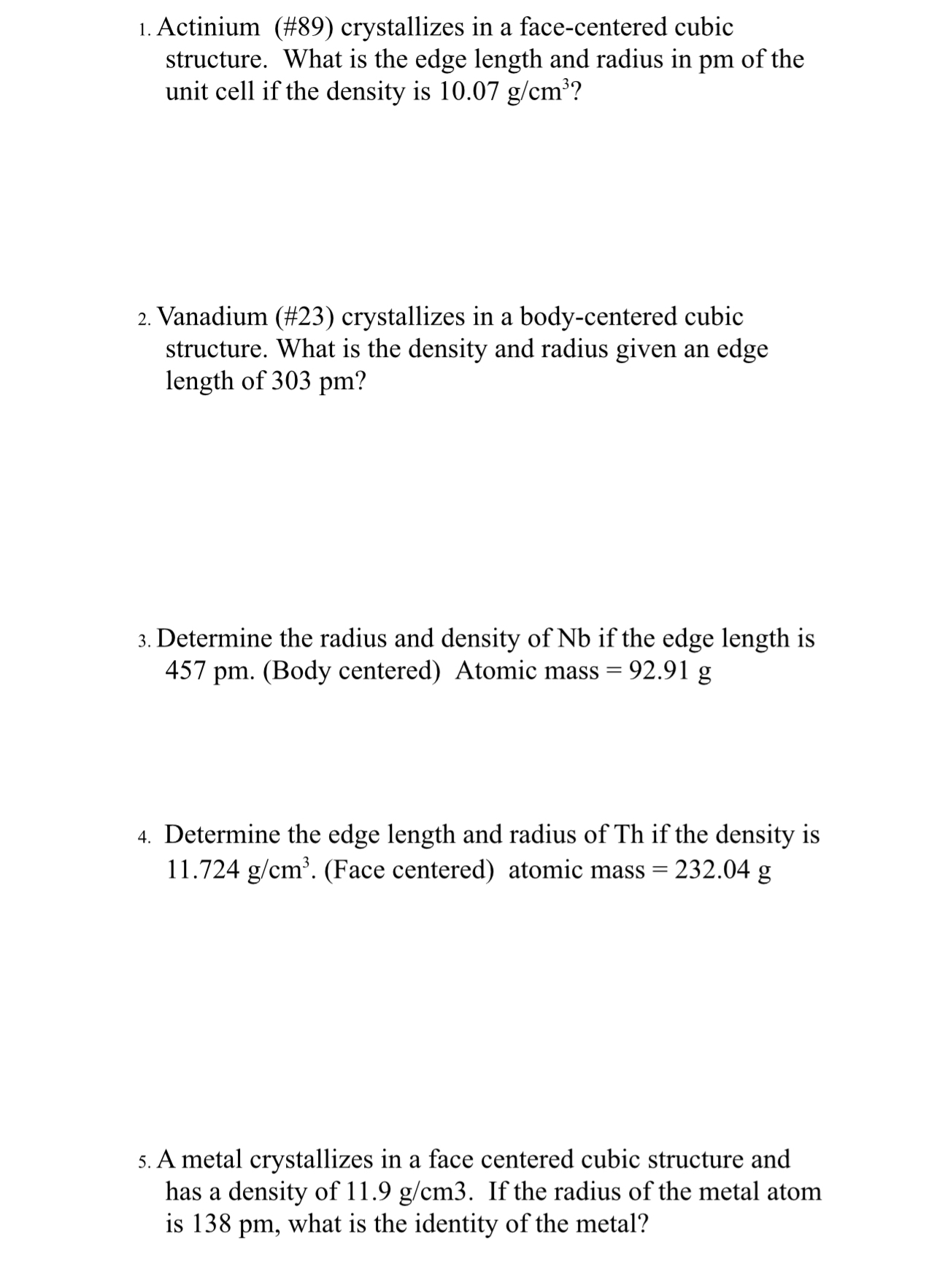Solved Actinium (#89) ﻿crystallizes in a face-centered cubic | Chegg.com