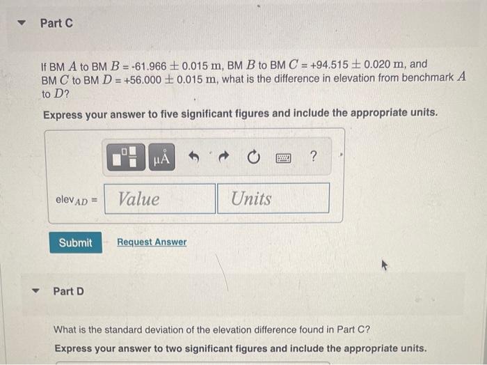 Solved A line of levels was run from benchmarks A to B, B to | Chegg.com