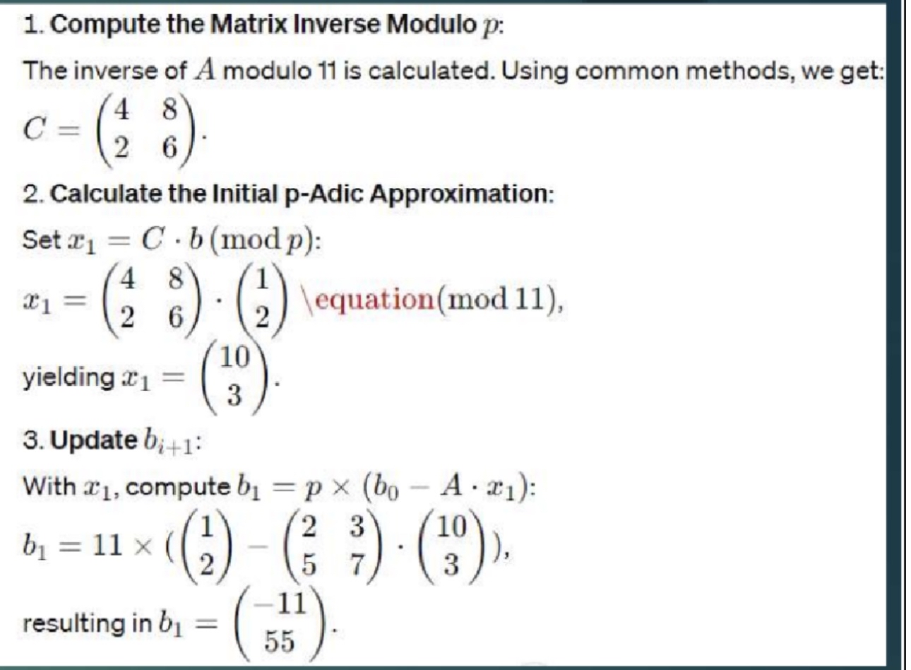 Solved Compute The Matrix Inverse Modulo P ﻿ The Inverse Of