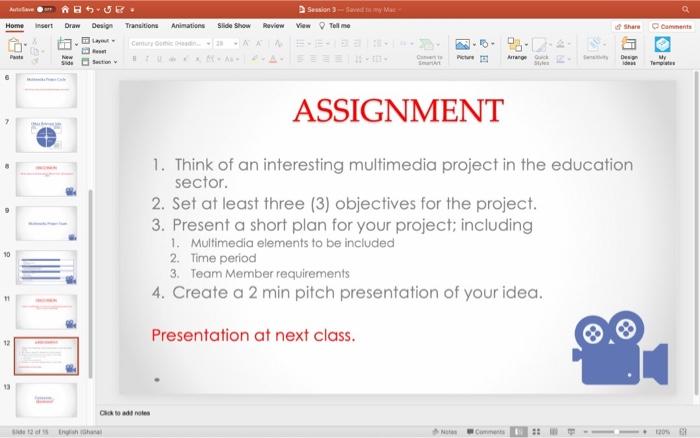 Solved 1. Think of an interesting multimedia project in the | Chegg.com