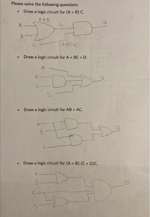 Solved Please solve the following questions: - Draw a logic | Chegg.com
