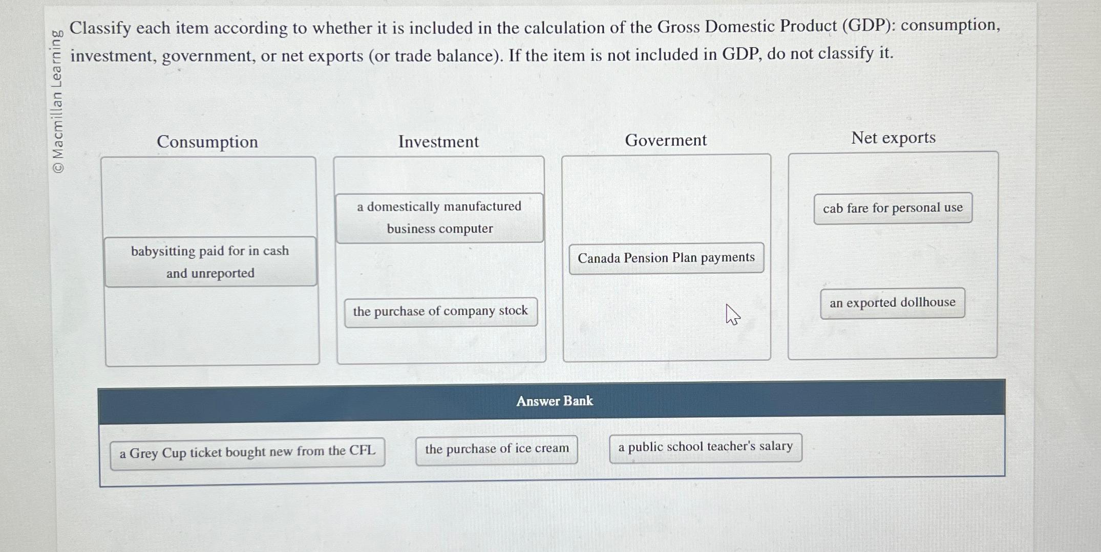 Solved Classify each item according to whether it is | Chegg.com