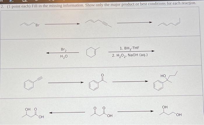 Solved 2. H2O2,NaOH (aq.) 1. BH3−THF + | Chegg.com
