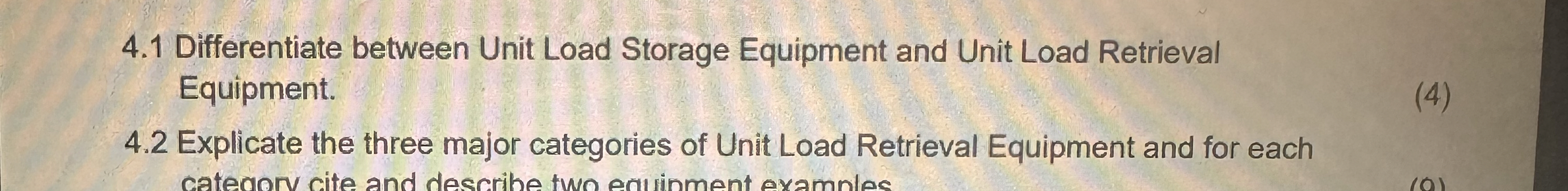 Solved 4.1 ﻿Differentiate between Unit Load Storage | Chegg.com
