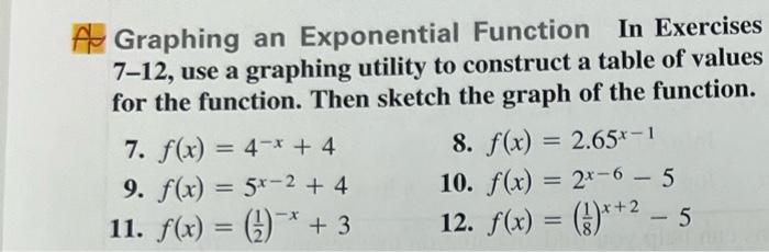 Solved Graphing an Exponential Function In Exercises 7-12, | Chegg.com