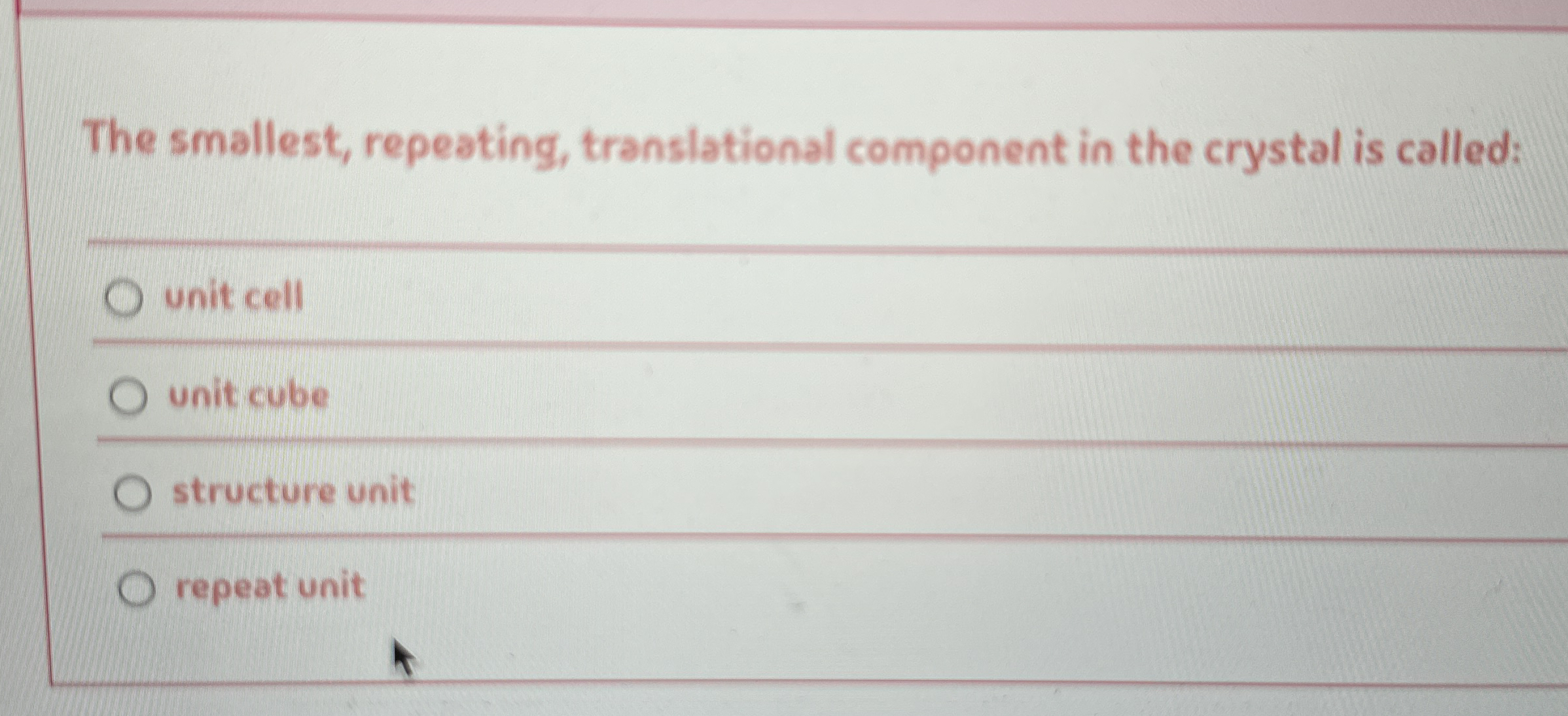 Solved The smallest, repeating, translational component in | Chegg.com