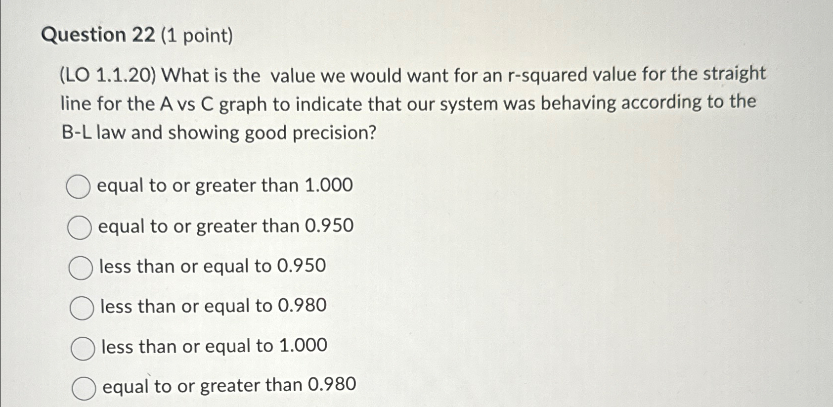 Solved Question 22 (1 ﻿point)(LO 1.1.20) ﻿What is the value | Chegg.com