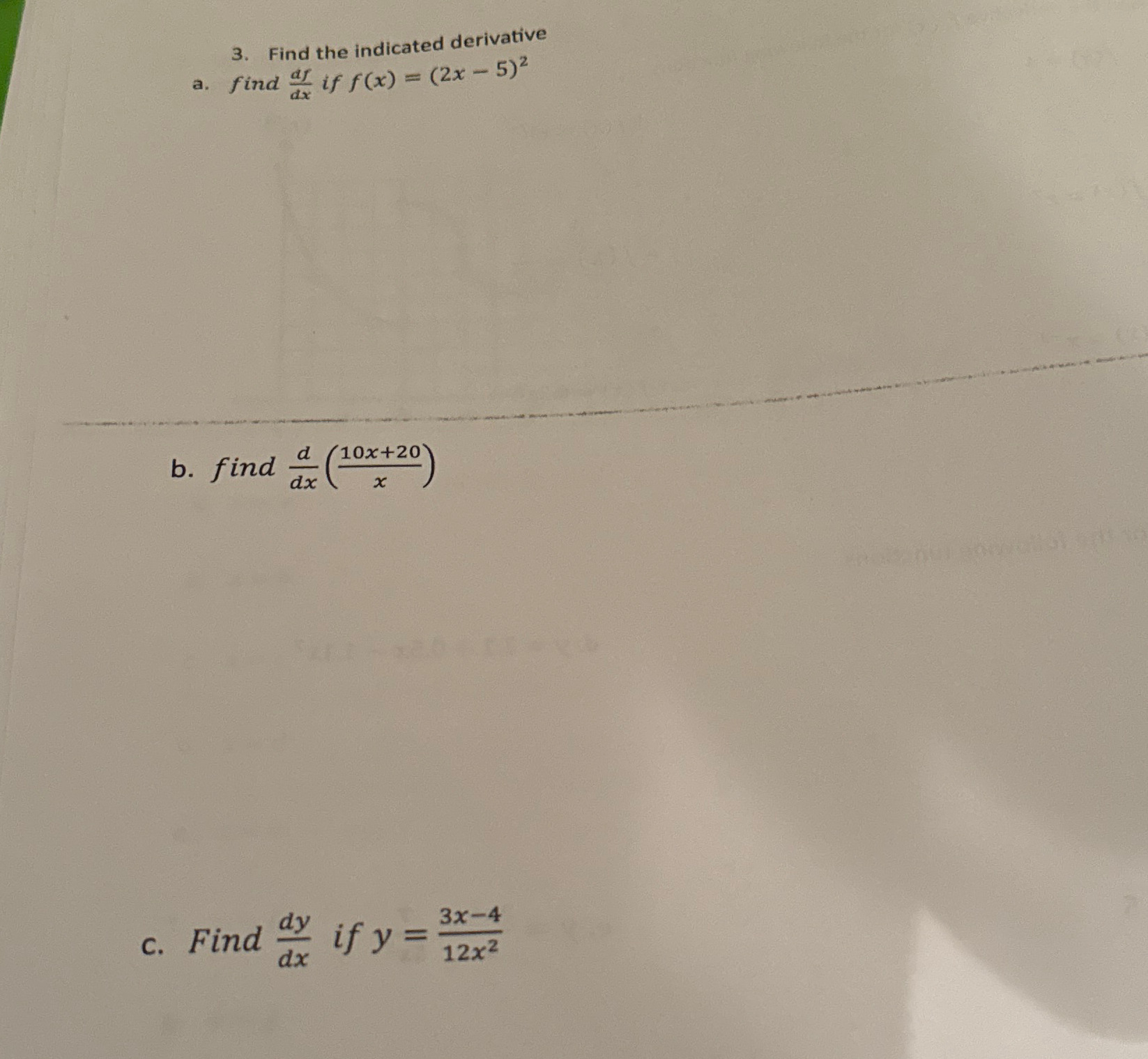 Find the indicated derivativea. ﻿find dfdx ﻿if | Chegg.com