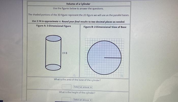 Solved Volume of a Cylinder Use the figures below to answer | Chegg.com