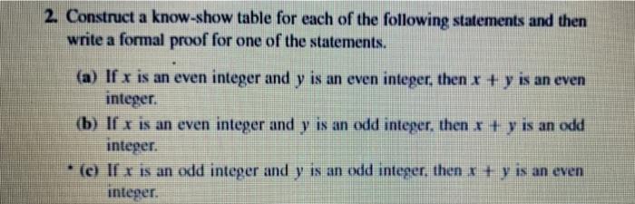 Solved 2. Construct a know-show table for each of the | Chegg.com