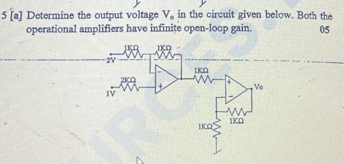 Solved 5 [a] Determine the output voltage V, in the circuit | Chegg.com