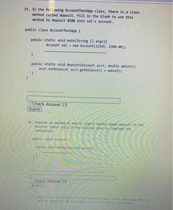 Solved 15. In the following Account TestApp class, there is | Chegg.com Solved 15. In the following Account TestApp class, there is | Chegg.com