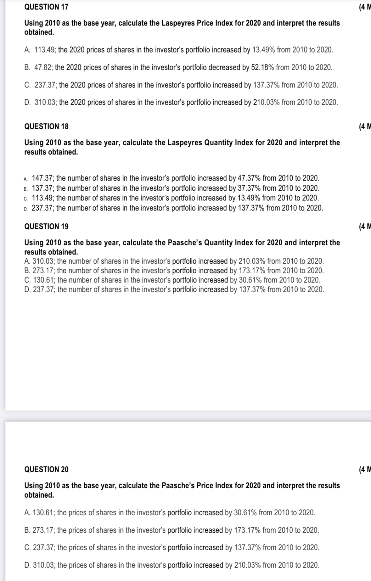 Solved by an EXPERT QUESTION 17Using 2010 ﻿as the base year, calculate | Chegg.com