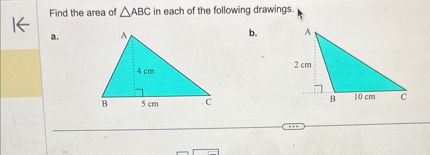 Solved Find the area of ????ABC ﻿in each of the following | Chegg.com
