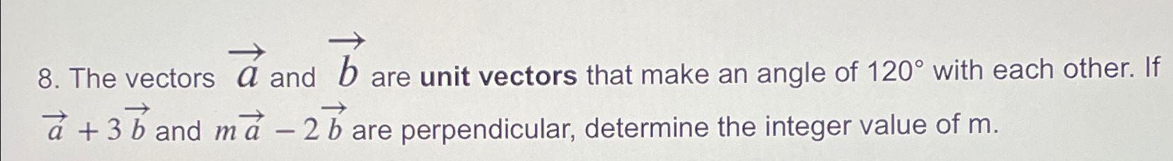 Solved The vectors vec(a) ﻿and vec(b) ﻿are unit vectors that | Chegg.com