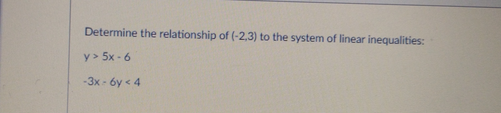 Solved Determine the relationship of (-2,3) ﻿to the system | Chegg.com