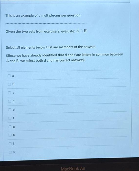 Solved This is an example of a multiple-answer question. | Chegg.com