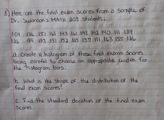 Solved 8.) ﻿Here ore the final exam scores from a somple of | Chegg.com