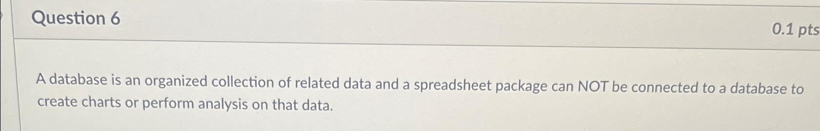 Solved Question 6A database is an organized collection of | Chegg.com