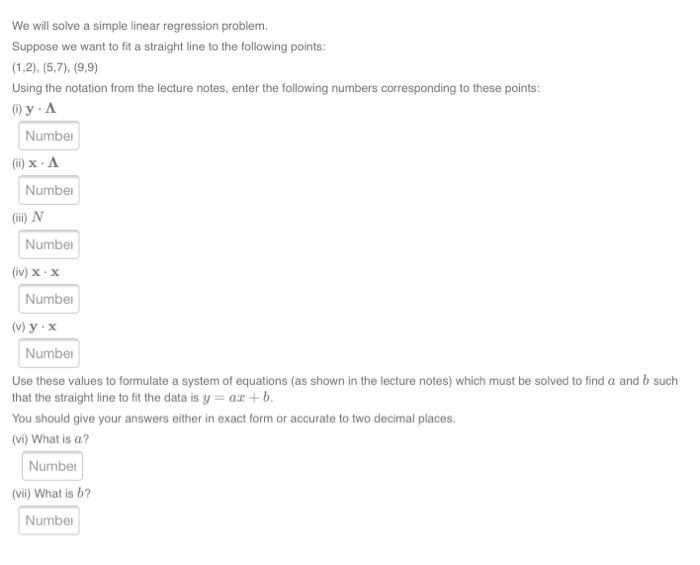 Solved We will solve a simple linear regression problem. | Chegg.com