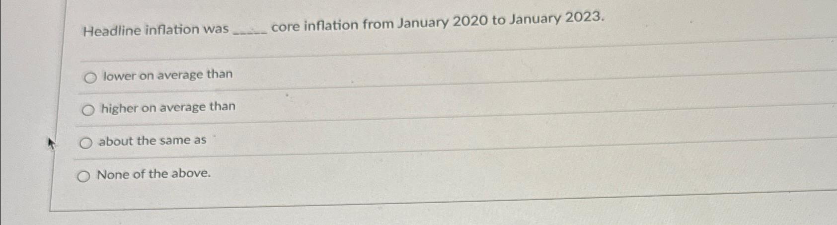 Solved Headline inflation was core inflation from January | Chegg.com