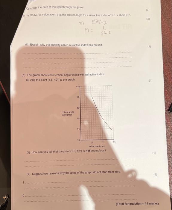 Solved Q6. A student watches a demonstration of the total | Chegg.com