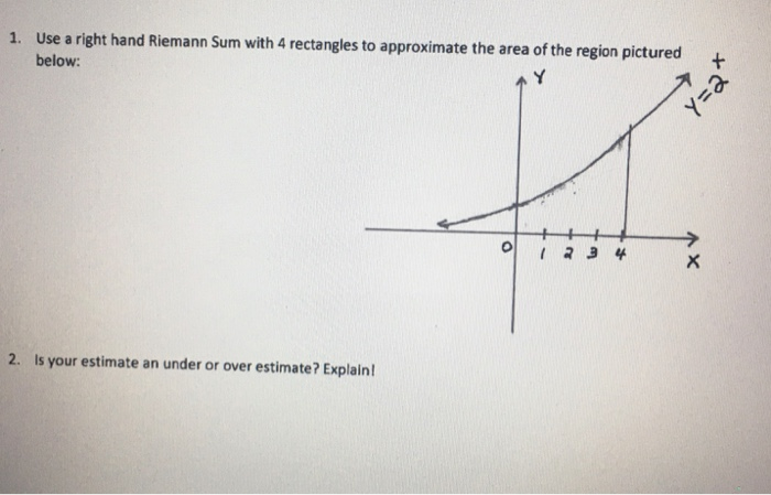 Solved 1. Use a right hand Riemann Sum with 4 rectangles to | Chegg.com