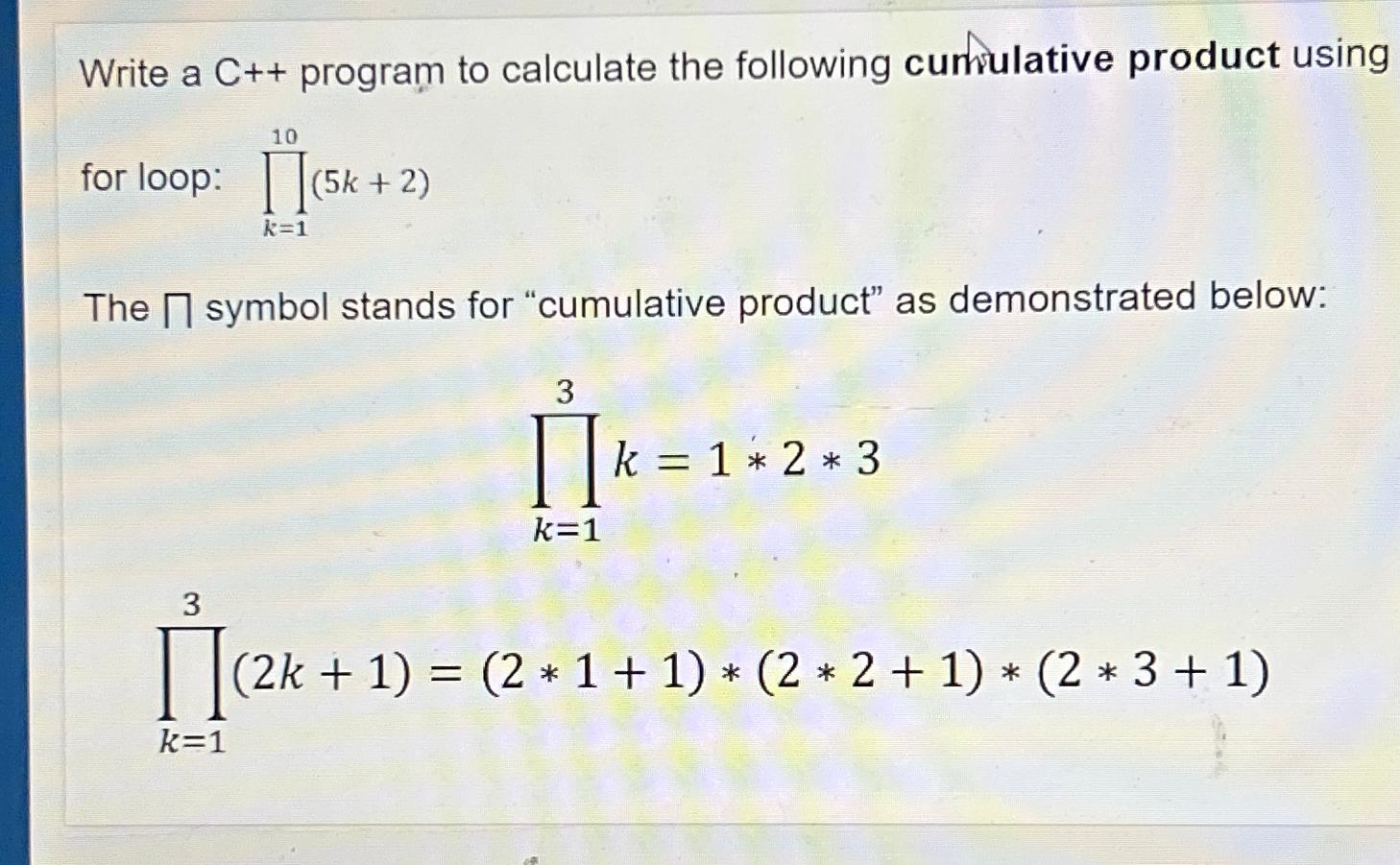 Solved Write a C++ ﻿program to calculate the following | Chegg.com