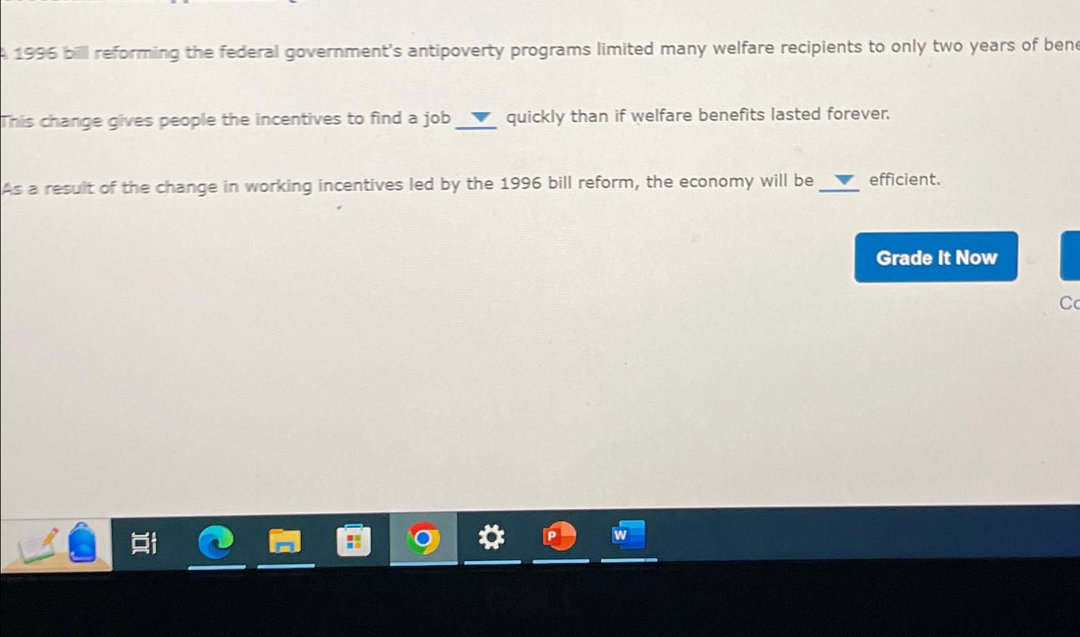 Solved A 1996 ﻿bill reforming the federal government's | Chegg.com