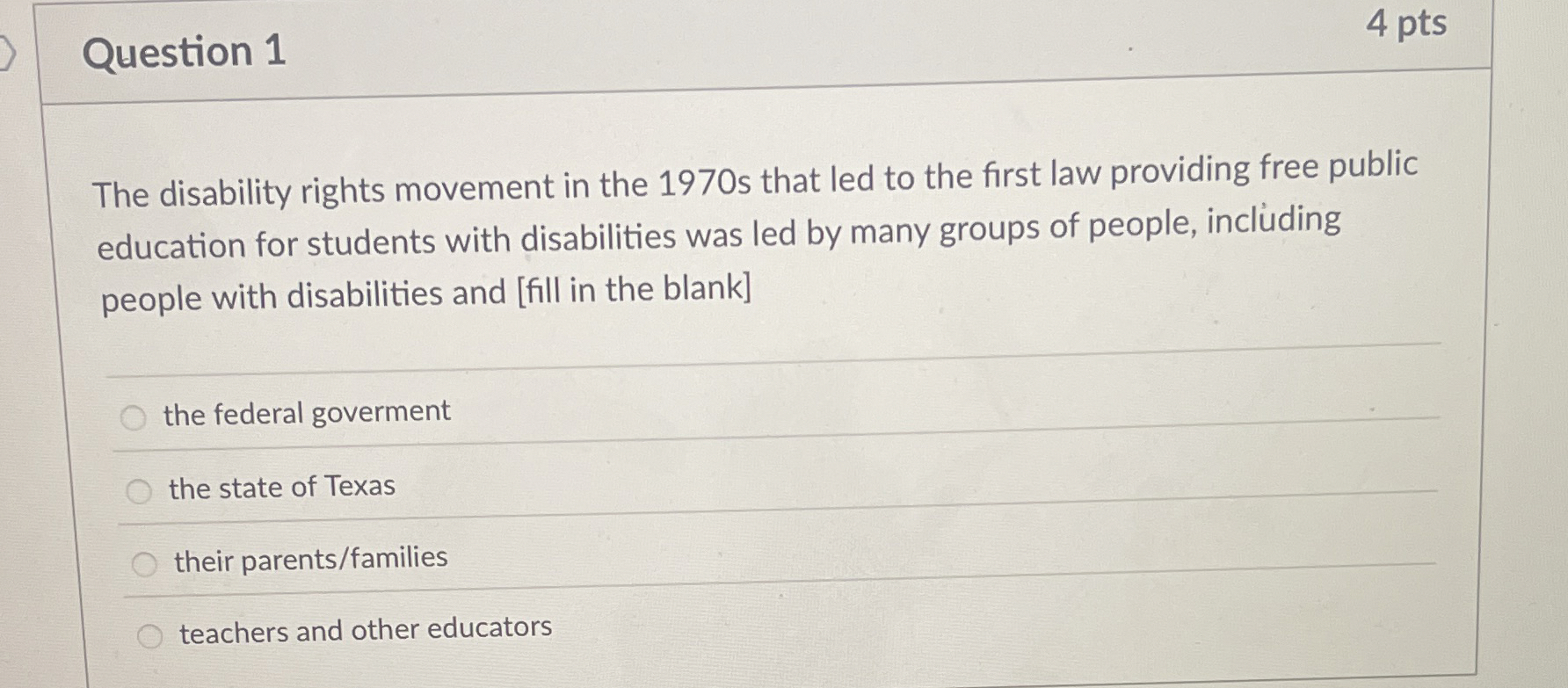 Solved Question 1The disability rights movement in the 1970s | Chegg.com