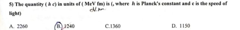 Solved The quantity ( hc ﻿in units of ( ﻿MeV fm ) ﻿is (, | Chegg.com