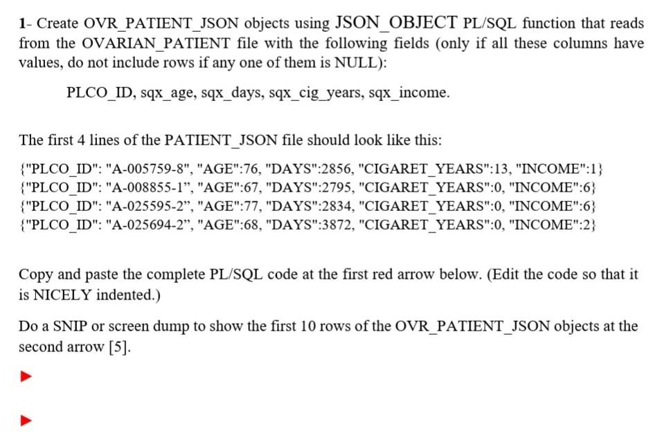 Solved 1 Create Ovr Patient Json Objects Using Json Object