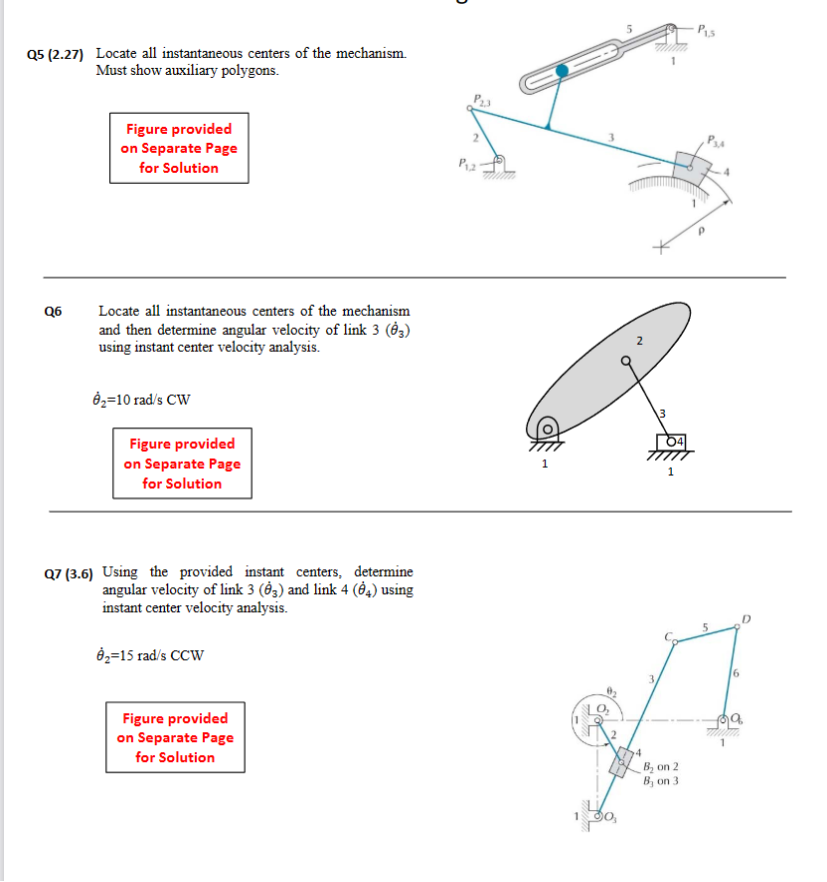 Solved Q5 (2.27) ﻿Locate all instantaneous centers of the | Chegg.com