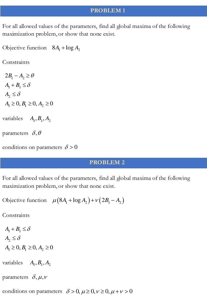 Solved These two similar excercises solved with lagrangian | Chegg.com