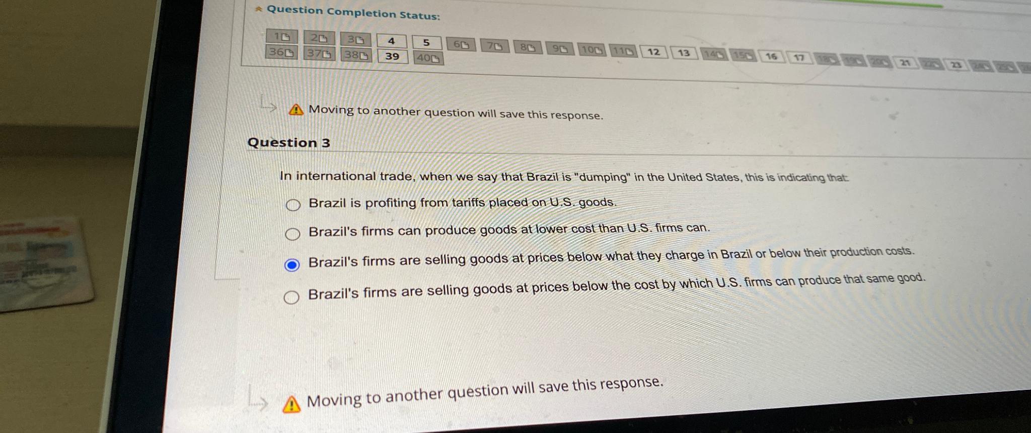 Solved Question Completion Status:Question 3In international | Chegg.com